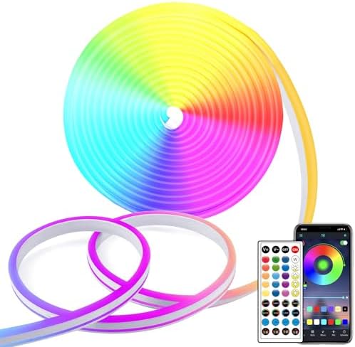 segrass 24V 5M LED neon Lights Strip Remote/APP Control, RGB LED neon ...