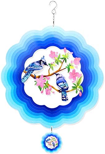 Amazon.com: Wind Spinner Hanging Blue Jay, 3D Bird Metal Yard Spinners ...