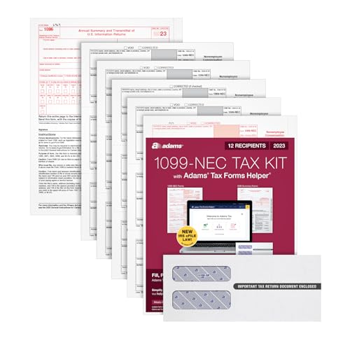 Snapklik.com : Adams 1099 NEC Forms 2023, 12 Recipients, 5 Part Laser ...
