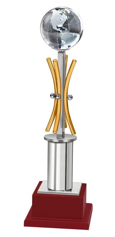 GABA TIME Crystal Globe Trophy for Winner Big Size Over a Stainless ...