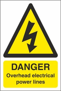 danger overhead electrical power lines. - safety sign board, Foam board ...