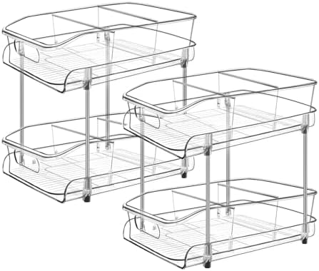 Amazon.com: Vtopmart 2 Tier Bathroom Storage Organizer, 2 Pack Clear ...