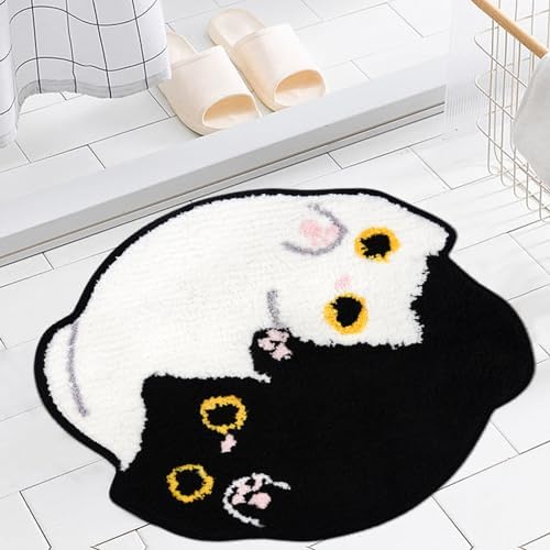 Amazon.com: NIGOWAYS Cat Bath Rug - Cute Bath Mat,Soft and Fluffy Round ...