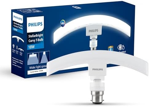 Philips 18 Watts Stellar Bright Curvy LED T-Bulb Base B22,Crystal White ...