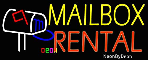 13"x32" Neon by Deon Mailbox Rental LED Neon Sign w/Remote Flashing ...