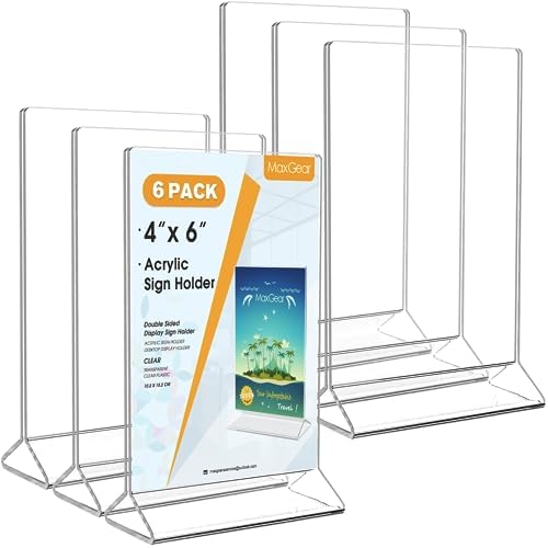 Amazon.com: Douildhaiy 4 Pack 4 x 6 Acrylic Double Side Sign Holder ,T ...