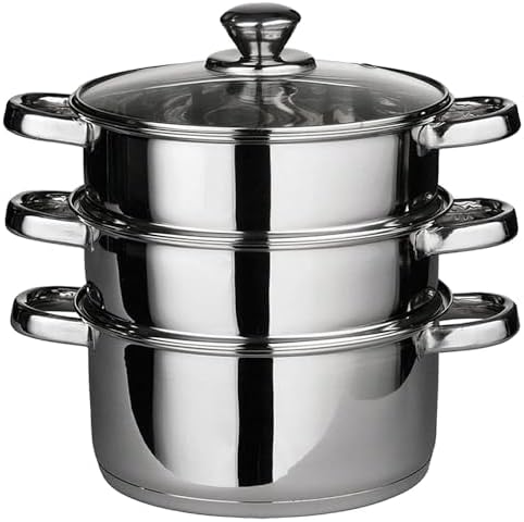 22 cm Euro Steamer Cookware Set with Glass Lid & Handles Stainless ...