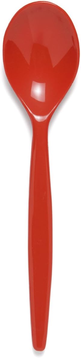 Harfield Red Dessert Spoon (20cm) - Pack of 10 Reusable Virtually ...