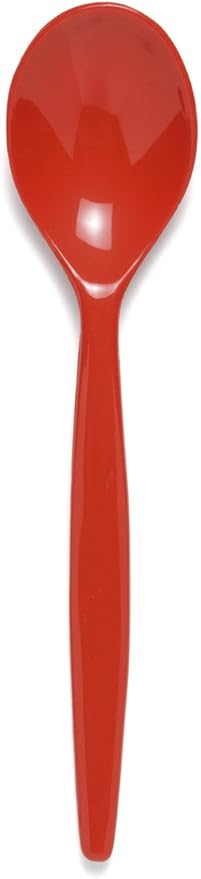Harfield Red Dessert Spoon (20cm) - Pack of 10 Reusable Virtually ...
