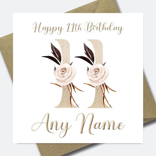 Personalised 11th Birthday Card - Eleven Birthday card for girls ...