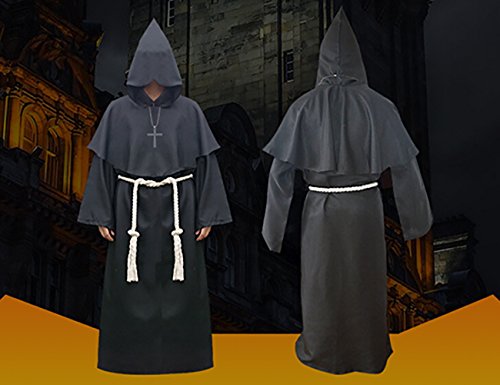 Feynman Men’s Monk Costume Monk Robe Priest Robe Costume with Hood ...