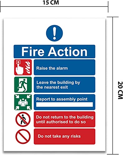 Stcky Acrylic Fire Action Notice Sign – 15 x 20 cm Ideal Sized Fire ...