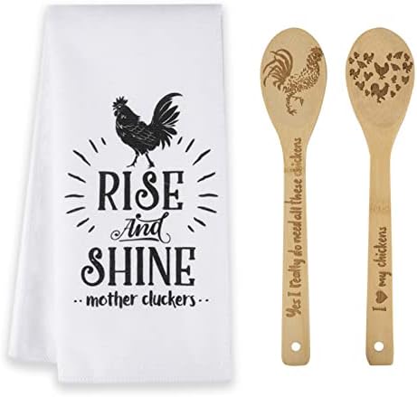 Amazon.com: Rooster Wooden Cooking Spoons Set of 5,Rooster Gift,Chicken ...