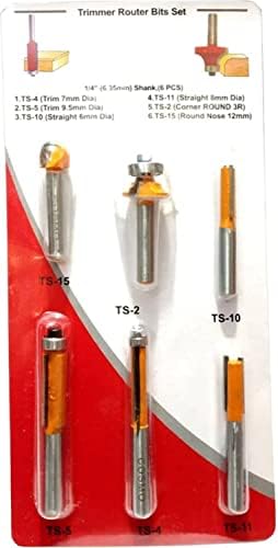 6 Pieces Steel Trimmer Router Bit Set for Wood Working (6 Pcs| Size 6 ...
