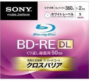 Sony Blu-ray Disc BD-RE 50GB 2x Rewritable Wide Printable Label (5 Pack ...