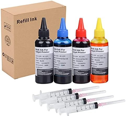 Aomya 2 Bottle Black Universal Dye Ink Refill Kit 100ml for HP Canon EPN Brother Lexmark ...