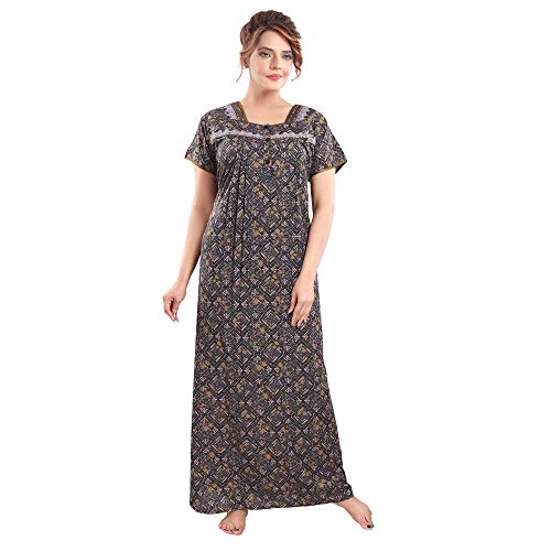 Buy Nightspree Women's Pv Cotton Printed Nighty /Front Back Pletes ...