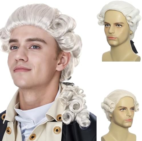 Amazon.com: Elaine Men Judge Colonial Wigs 16 Inch Wavy Medium Length ...