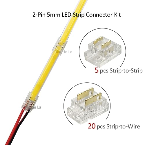 Masterwon 2-Pin COB LED Strip Connector Kit for Strip-to-Wire and Strip ...