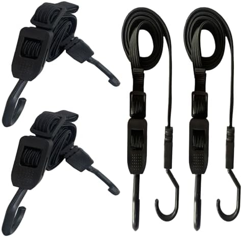 4 Pack Adjustable Flat Bungee Cords with Hooks, Heavy Duty 40 Inch ...