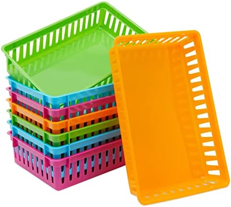 Amazon.com: Fun Express Neon Tall Plastic Storage Baskets with Handles ...