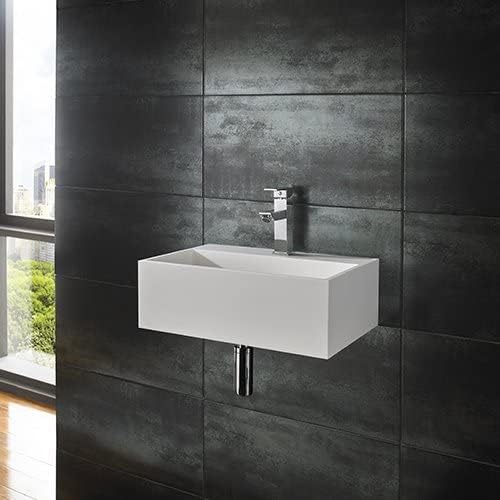 Clickbasin Stone Resin Narrow White Matt Bathroom Basin | 45cm x 25cm ...