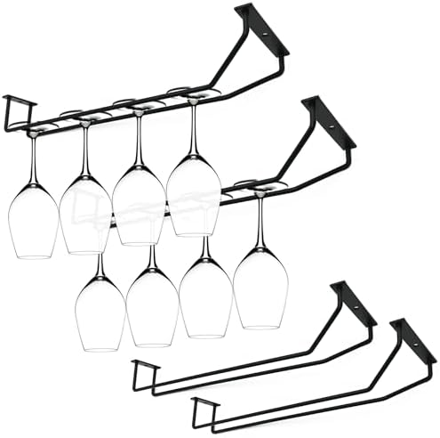 Dianoo 35CM Wine Glass Rack Under Cabinet Black, Wine Glass Holder ...