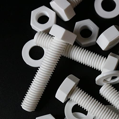 20x White Hex Head Screws Polypropylene (PP) Plastic Nuts and Bolts ...