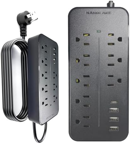 Amazon.com: Nanolake Surge Protector Power Strip with USB Ports, Flat ...