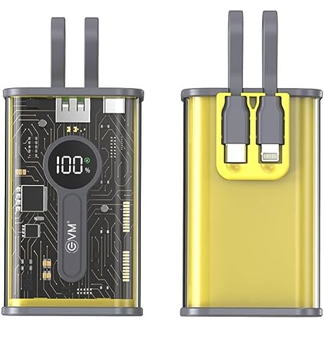 EVM EnC 10000mAh Power Bank - Built-in Type C & Cables for 25W Super ...