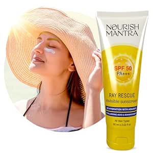 Amazon.com: NOURISH MANTRA Ray Rescue Sunscreen/Sunscreen SPF 50/ With ...