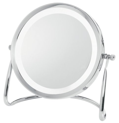 Amazon.com : Danielle Chrome Straddled Stand Lighted Mirror 5X Mag ...