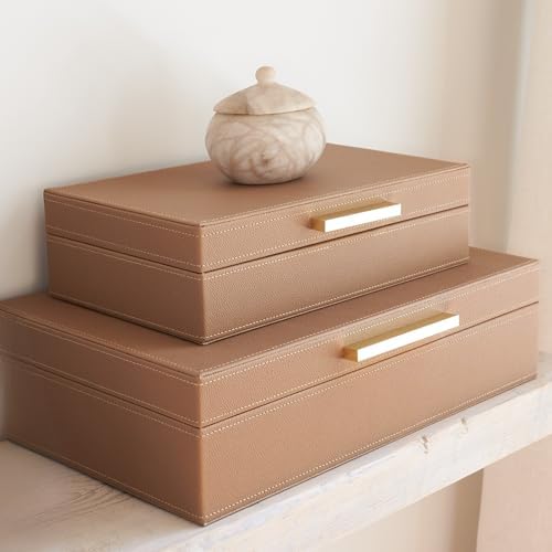 Amazon.com: ZICOTO Decorative Storage Boxes with Lids – Set of 2 ...