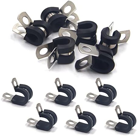 BESTYCHAO 12Pcs Rubber Lined P Clips, 6mm(1/4") Pipe Clamps Stainless ...