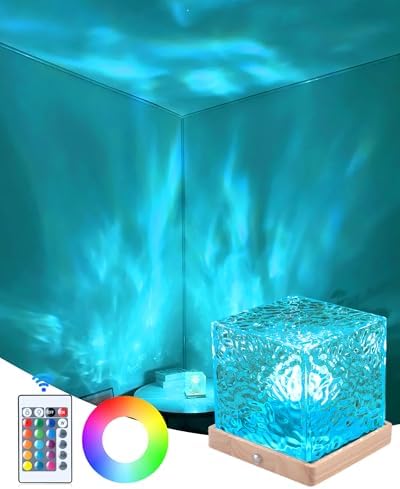 Yinhamnl Ocean Wave Cube Lamp, 16 Colors Rotating Flame Water Lamp ...