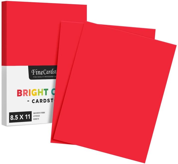 Red Premium Color Card Stock Paper | 50 Per Pack | Superior Thick 65-lb ...