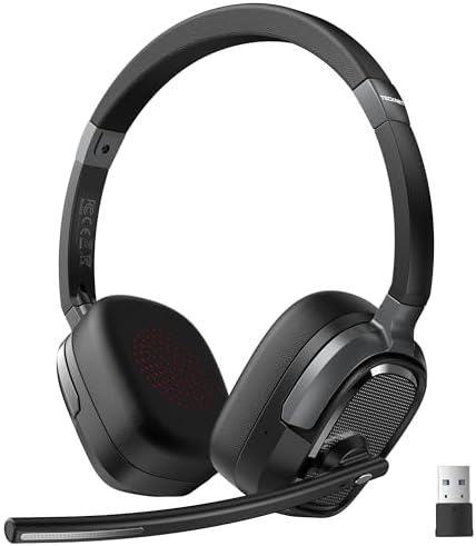 Amazon.com: TECKNET Wireless Headset with Mic for Work, V6.0 Bluetooth ...
