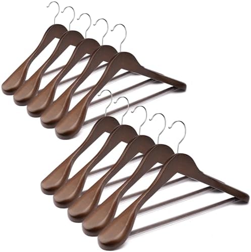 Amazon.com: HOUSE DAY 19'' Extra Wide Shoulder Wooden Hangers 6 Pack ...
