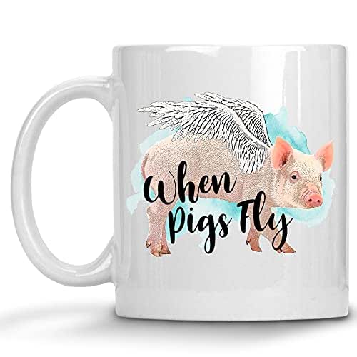 Amazon.com: DashaAlexander Funny Pig Farm Ceramic Mug, When Pigs Fly ...