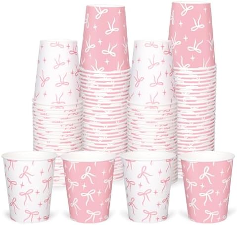 Amazon.com: AimFun 100Pcs White Floral Paper Cups Blossom Flowers ...