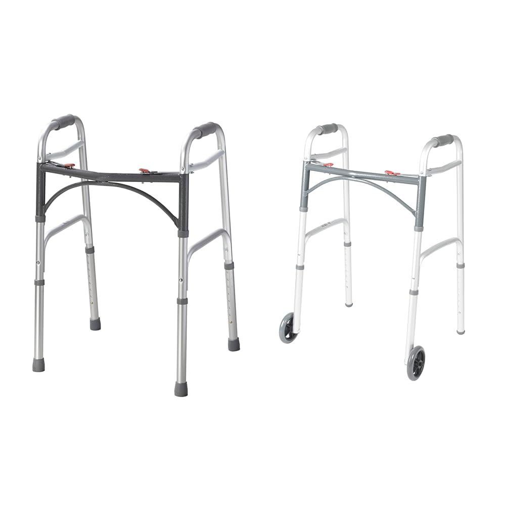 Amazon.com: Drive Medical Deluxe 2-Button Folding Walker, Lightweight ...