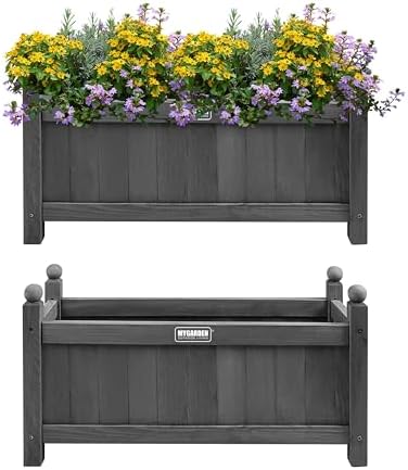 Siam Express GREY Rectangular Wooden Planter Boxes Solid Wood Weather ...
