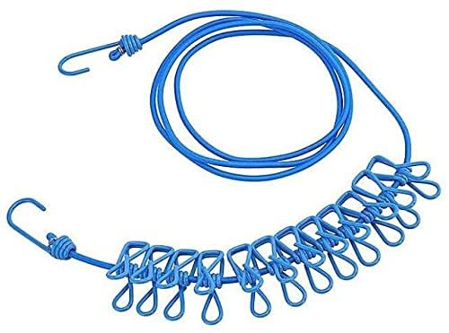Cloth Drying Rope with 12 Clips, Kapde Sukhane Ki Dori with Hooks ...