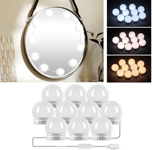 Hollywood Mirror Lights with USB Cable - 3 Colours Changing & 10 Levels ...