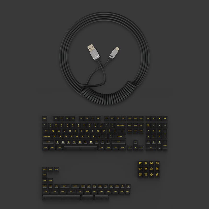 Buy Akko Clear Keycaps with 155 Keys and Black USB-C Coiled Cable for ...