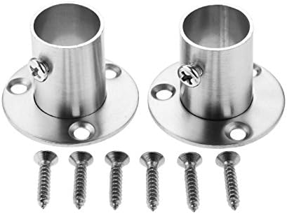 4Pcs Closet Pole Sockets Stainless Steel Rod End Holders Wardrobe ...