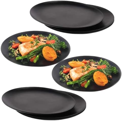 Buy Home Decorise Melamine Black Thaal Design Dinner Plates, Kitchen ...