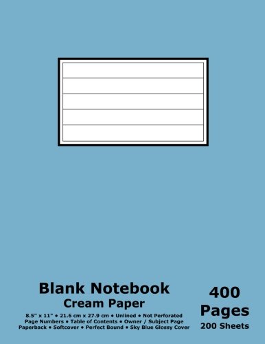 Blank Notebook: Unlined Cream Paper, 400 Pages, 200 Sheets, 8.5" x 11 ...
