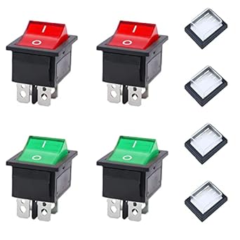 JINXIAN 4-Piece Rocker Switch Boat Type Waterproof Rocker Switch Light Red Green ON/OFF Rocker ...