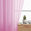 Amazon.com: Simplebrand Pink Sheer Curtains 63 Inch Length 2 Panels ...
